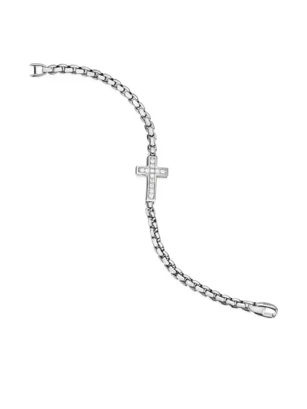David Yurman Sterling Cross Diamond Bracelet - Silver