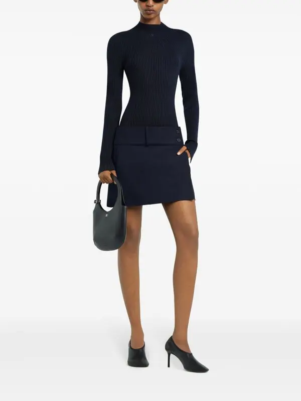 COURREGES Ribbed Mock-neck Jumper - Blue