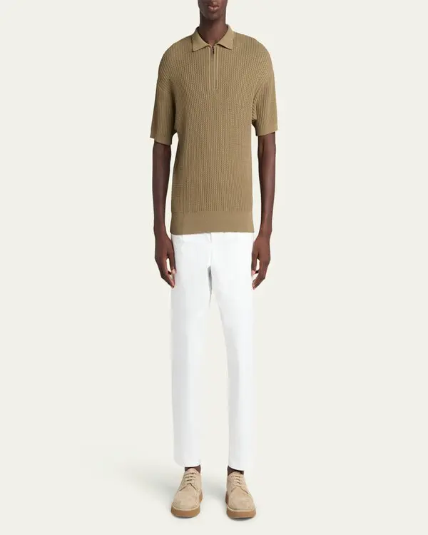 Giorgio Armani Textured Knit Short-sleeve Quarter-zip Polo Sweater