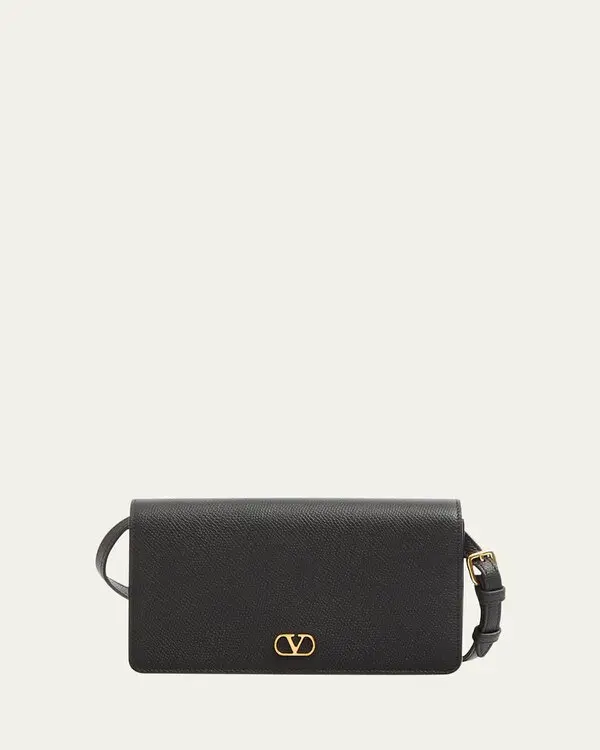 Valentino Garavani Vlogo Flap Leather Wallet - Nero