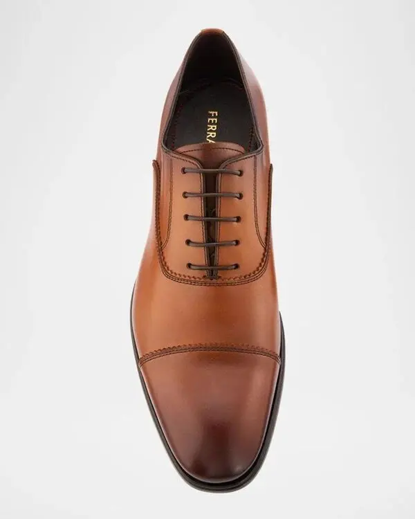 FERRAGAMO Boston Brogue Leather Oxfords - Brown