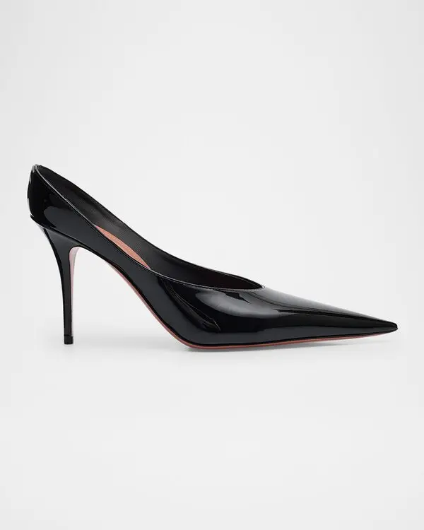 Amina Muaddi Anok Patent Leather Mule Pumps