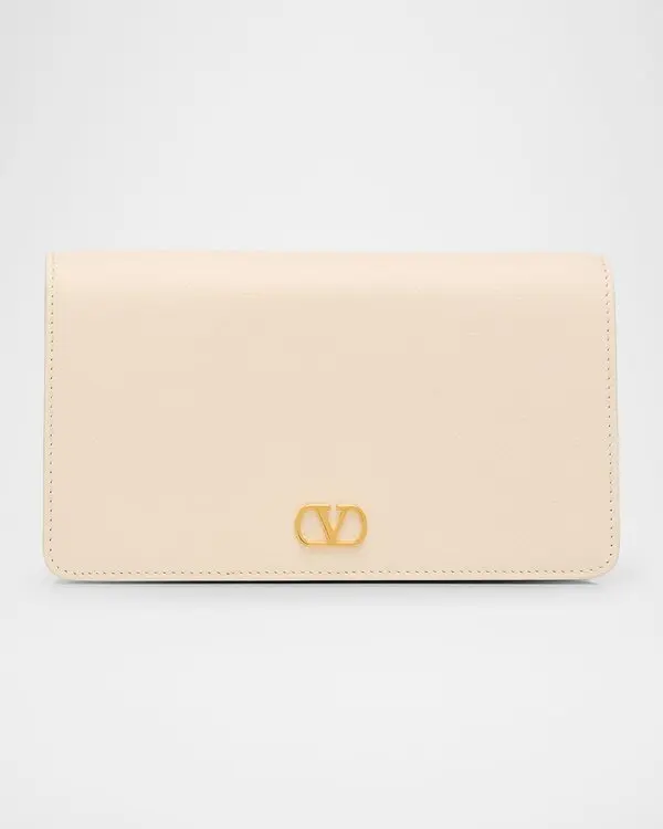 Valentino Garavani Vlogo Flap Leather Wallet - Light Ivory
