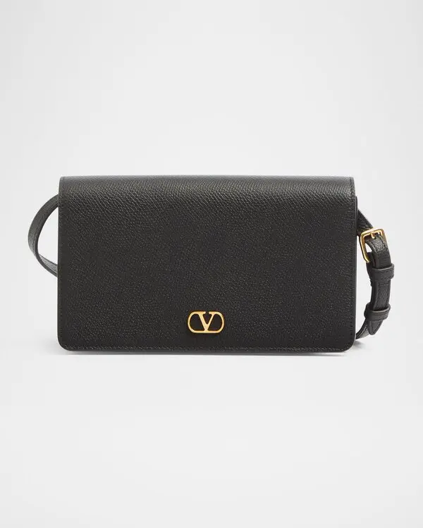 Valentino Garavani Vlogo Flap Leather Wallet - Nero