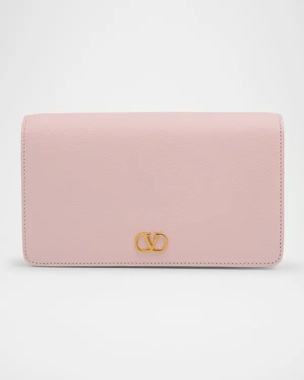 Valentino Garavani Vlogo Flap Leather Wallet - Rose Quartz