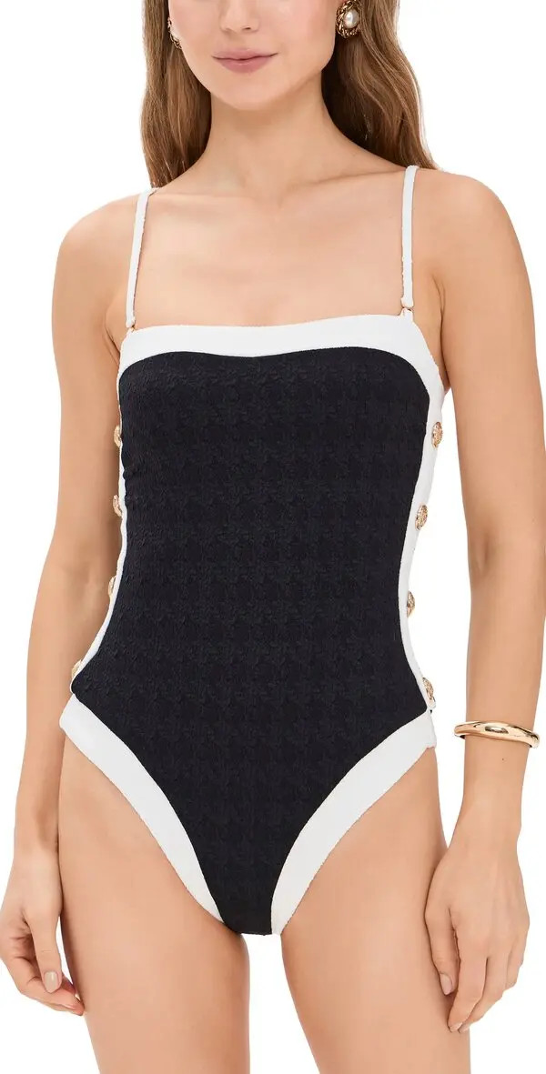 L'Agence Colorblock Bandeau One-piece Swimsuit - Black