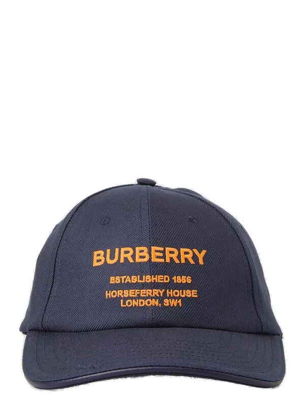 Burberry Logo Embroidered Baseball Cap In Blue - 23% Off 