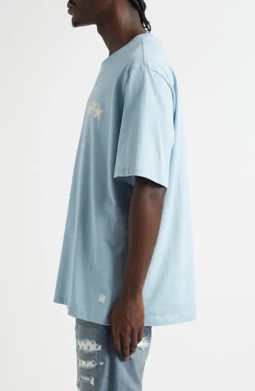 Amiri 3-star Appliqué Cotton T-shirt - Ocean Sky