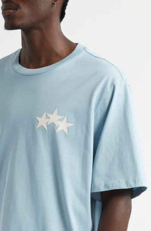 Amiri 3-star Appliqué Cotton T-shirt - Ocean Sky