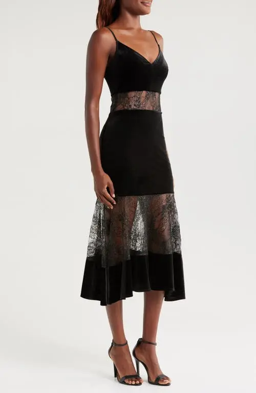 black dress white sandals Black Magic Lace Mini Dress main image 1