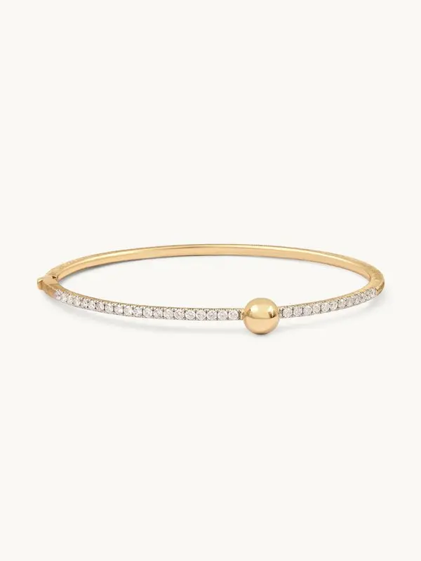 RAINBOW K Pavé Ball Bangle - 14k Gold And Diamonds