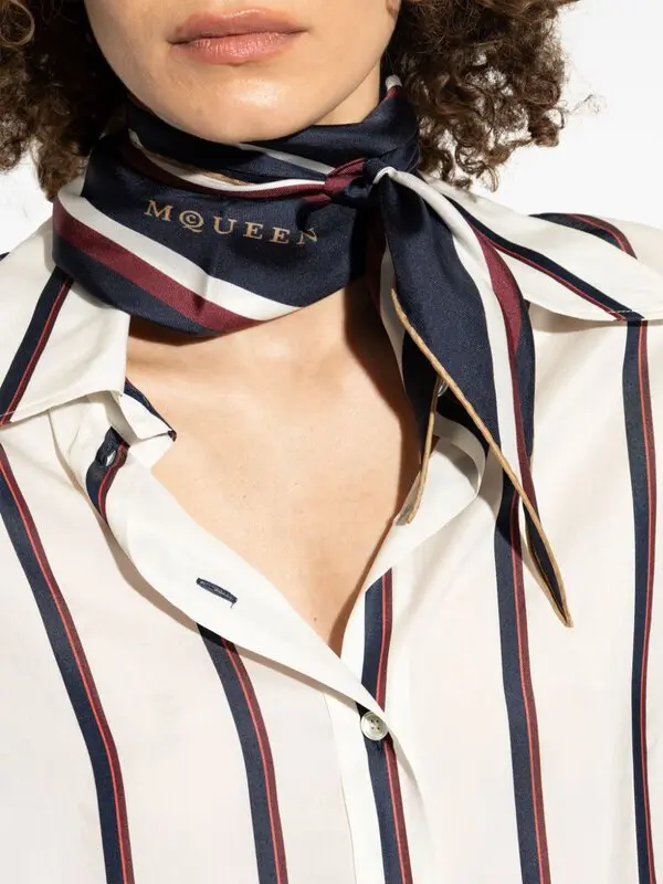 Alexander McQueen College Stripe Scarf - Blue