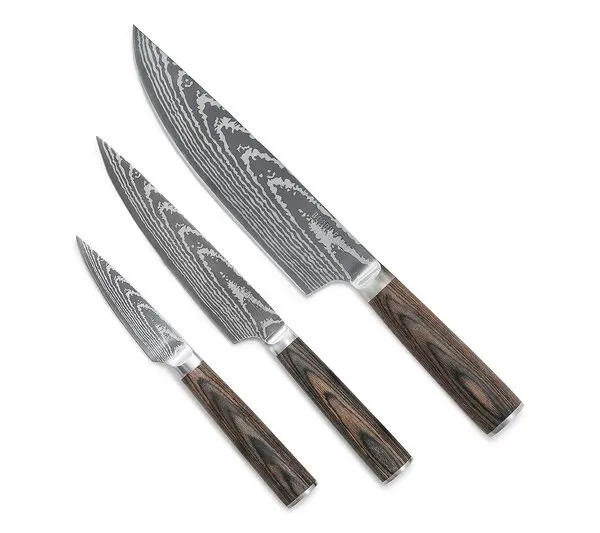BOBBY FLAY BY GREENPAN 3 Pc Knife Set W/ Sheath - Silver