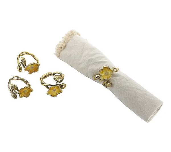 GODINGER Hellebore Napkin Ring Set