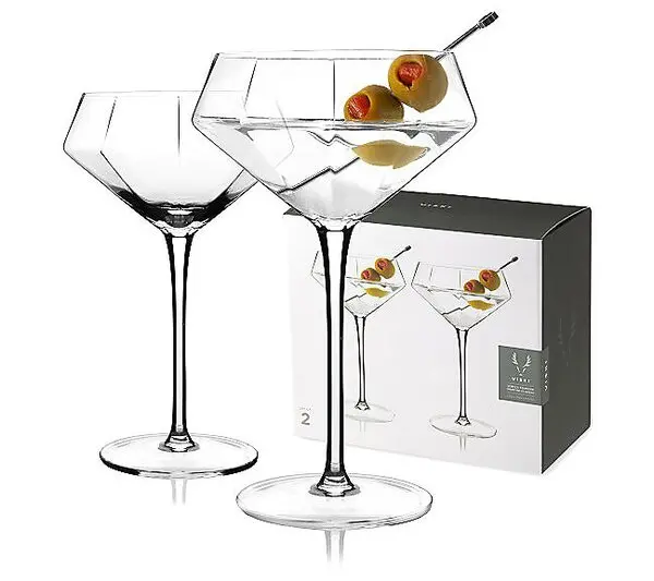 VISKI Seneca Crystal Diamond Martini Glasses