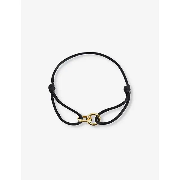 COMMONLINES 14ct Yellow Gold-plated Sterling Silver And Silk Cord Bracelet - Black