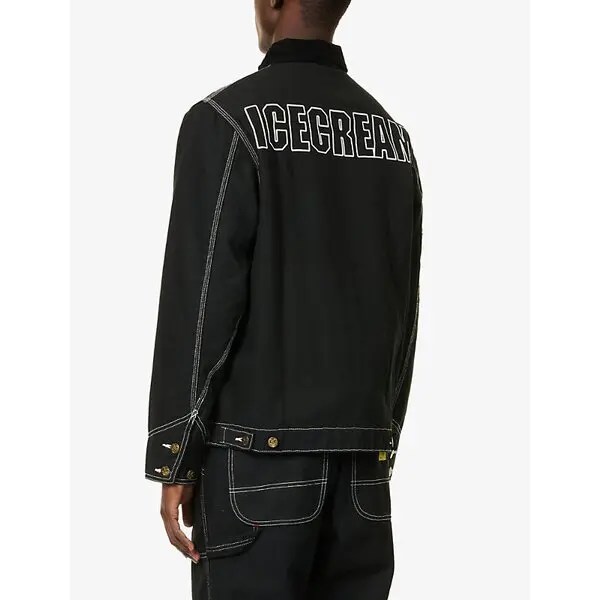 ICECREAM Spread-collar Brand-print Denim Jacket