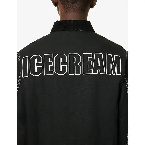 ICECREAM Spread-collar Brand-print Denim Jacket