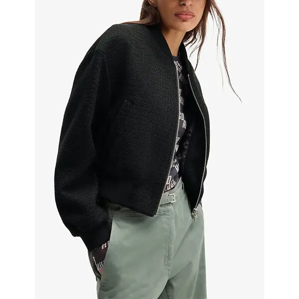 Hugo Waffle-texture Cropped Cotton-blend Jacket