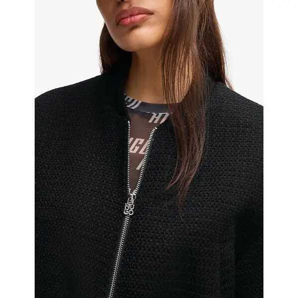 Hugo Waffle-texture Cropped Cotton-blend Jacket