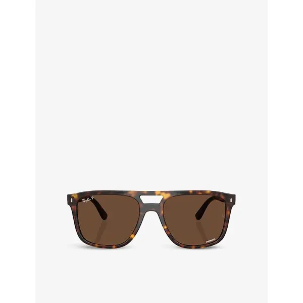 Ray-ban Chromance Polarised Square-frame Sunglasses - Brown