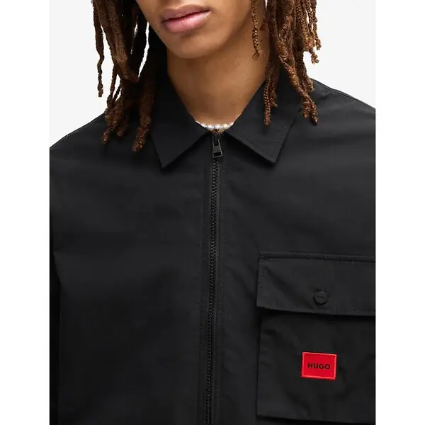 Hugo Brand-patch Flap-pocket Cotton-blend Overshirt