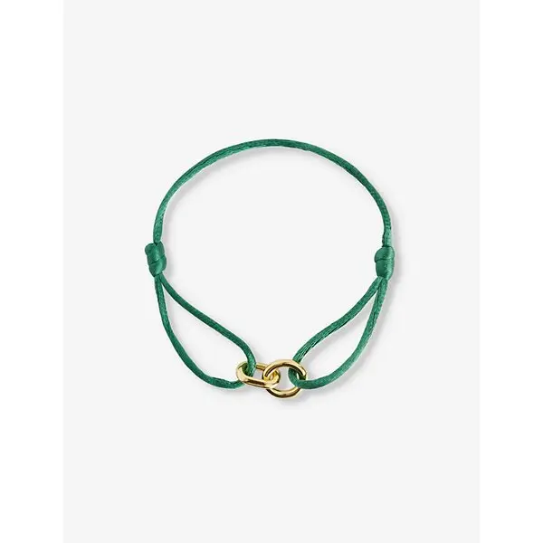 COMMONLINES 14ct Yellow Gold-plated Sterling Silver And Silk Cord Bracelet - Green