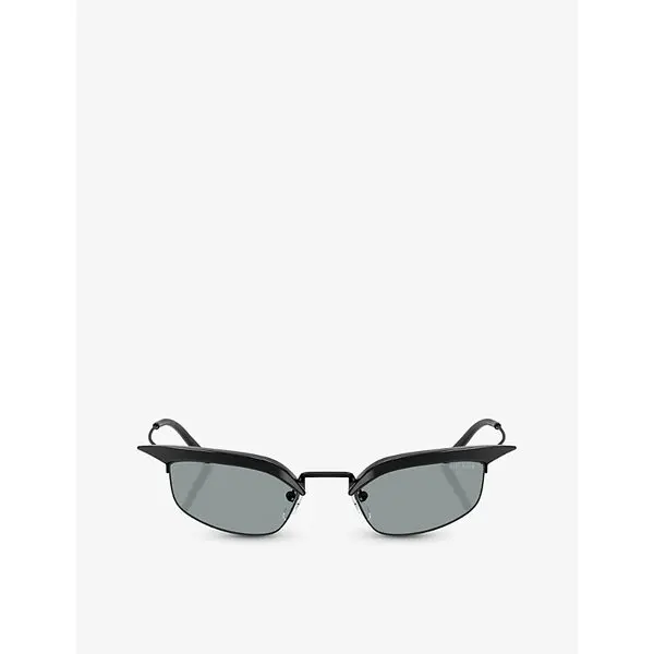Prada Rectangle-frame Metal Sunglasses - Black