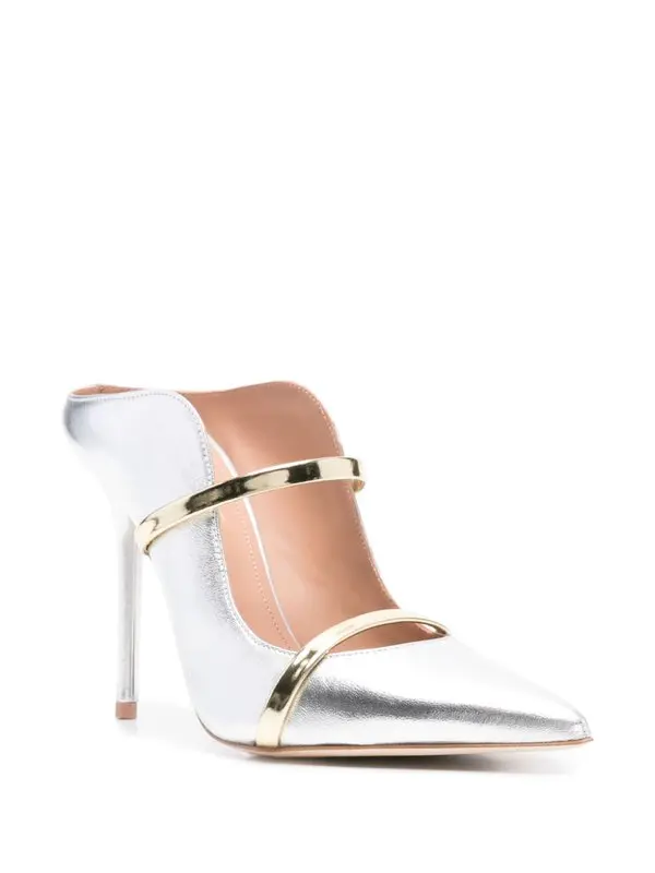 MALONE SOULIERS 100mm Maureen Mules - Silver