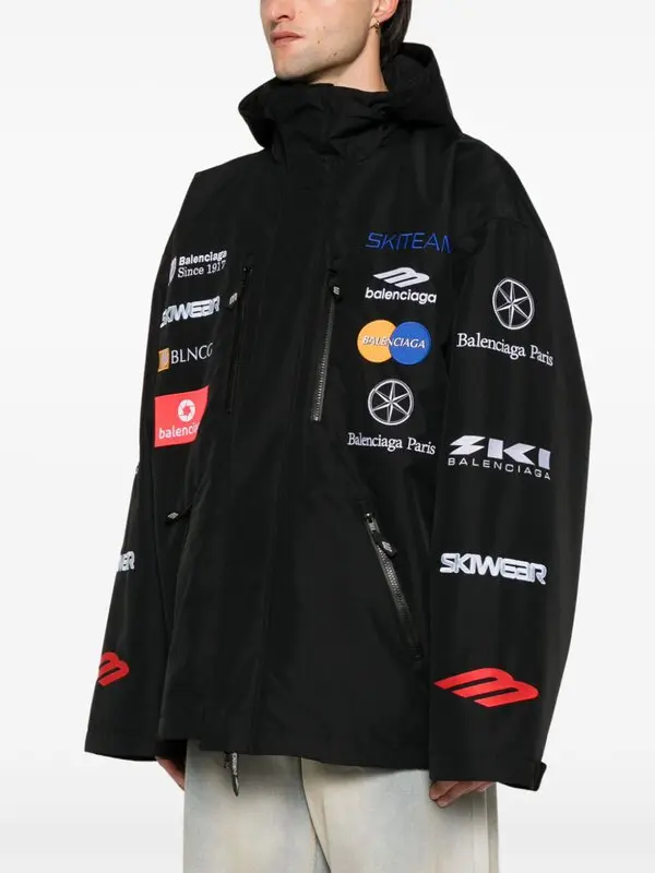 Balenciaga Logo-Embroidered Ski Jacket - Black | Editorialist