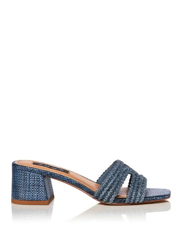 Aqua Calli Raffia Sandals - Blue