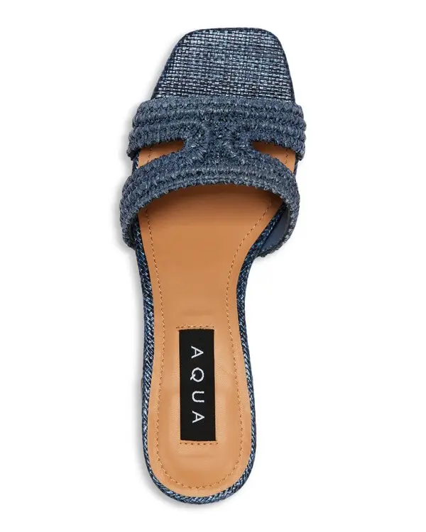 Aqua Calli Raffia Sandals - Blue