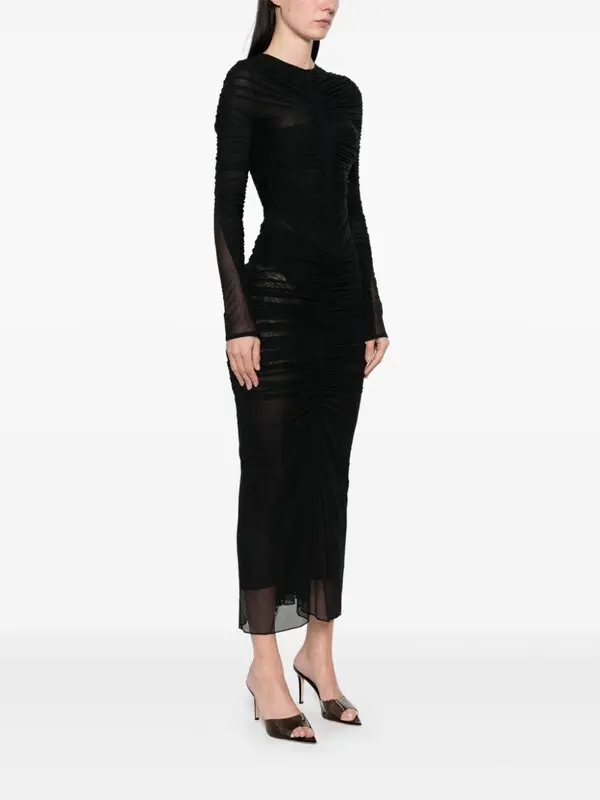 MUGLER Ruched Midi Skirt - Black