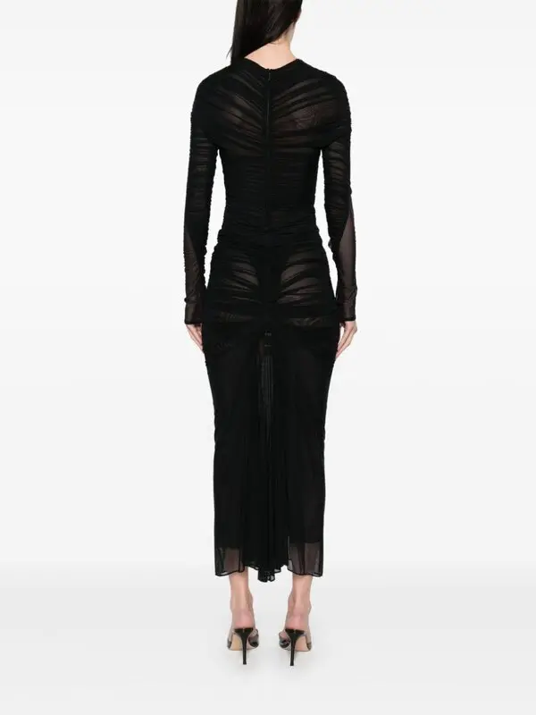 MUGLER Ruched Midi Skirt - Black