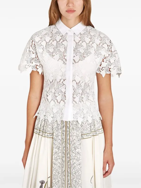 Giambattista Valli Cropped Macramé Blouse