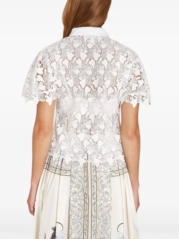 Giambattista Valli Cropped Macramé Blouse