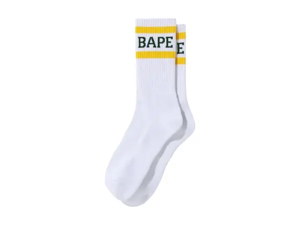 A BATHING APE Crew Socks - White/yellow