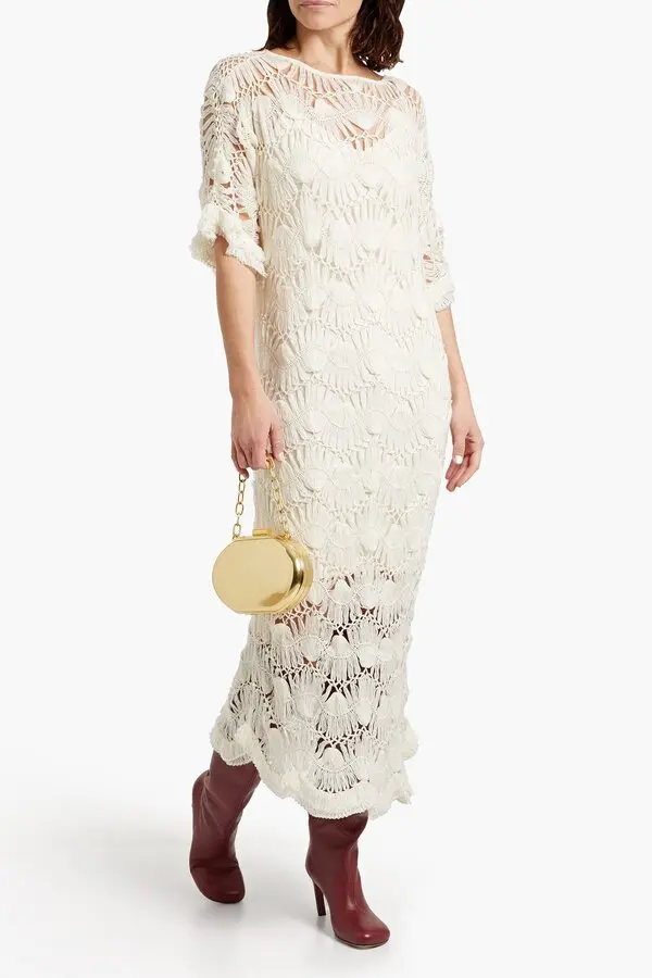 FRAME Bead-embellished Crocheted Midi Dress