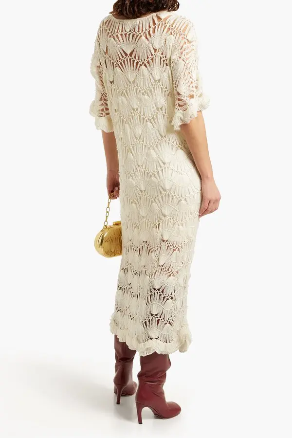 FRAME Bead-embellished Crocheted Midi Dress