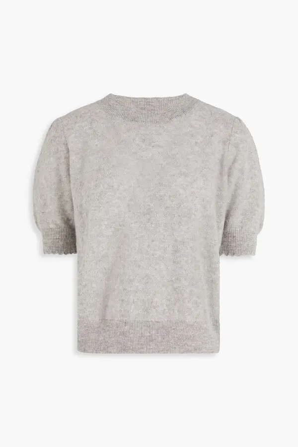 FRAME Pointelle-knit Cashmere Sweater - Light Gray