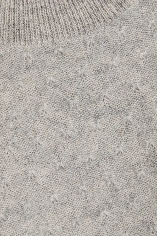 FRAME Pointelle-knit Cashmere Sweater - Light Gray