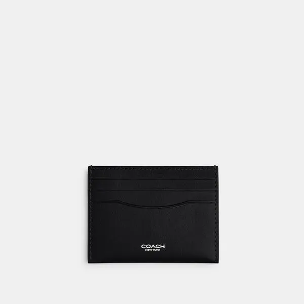 COACH Textured Leather Card Case - Black