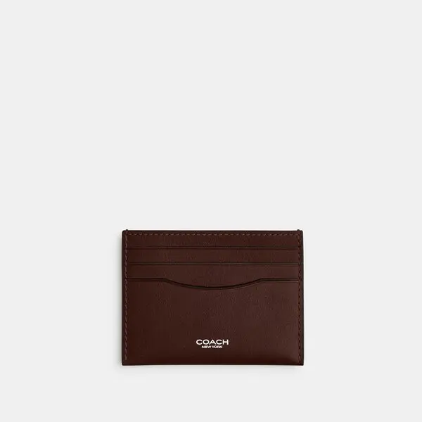 COACH Textured Leather Card Case - Maple
