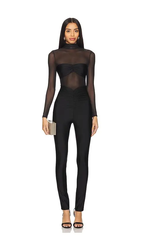 SEROYA X Brietta Bandeau Mesh Catsuit - Black