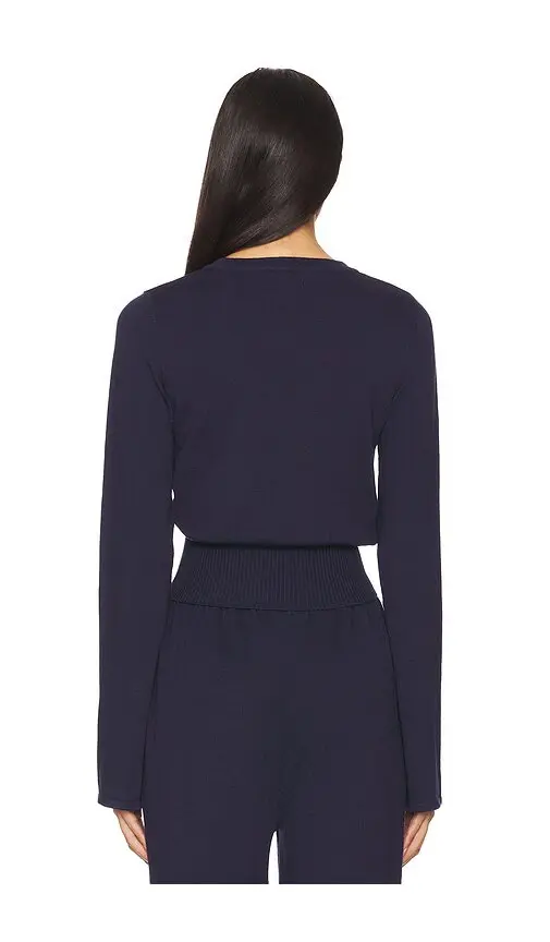 SNDYS. X August Button Up Top Ribbed Trim, Button Closure - Navy