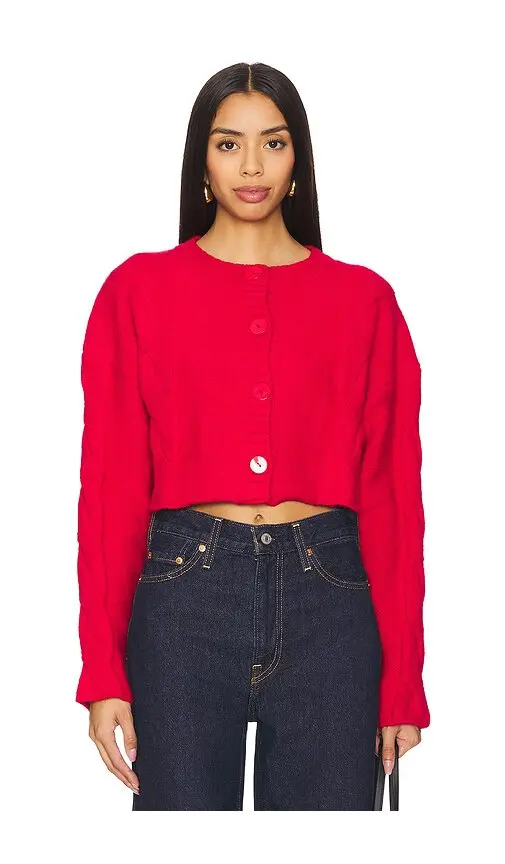 Sndys Laine Cable Cardigan In Red 43% Off Editorialist