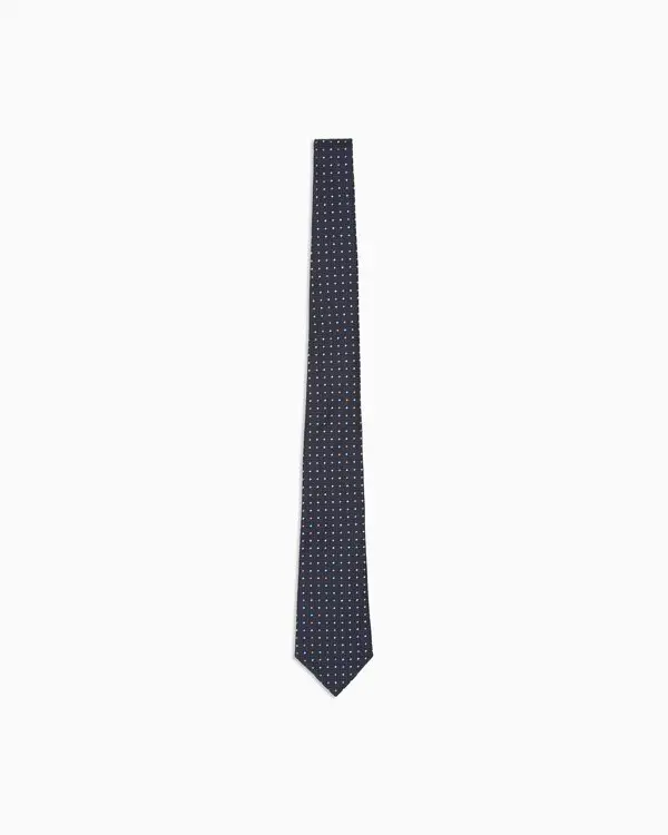 Giorgio Armani Pure Silk Polka-dot Jacquard Neck Tie - Blue