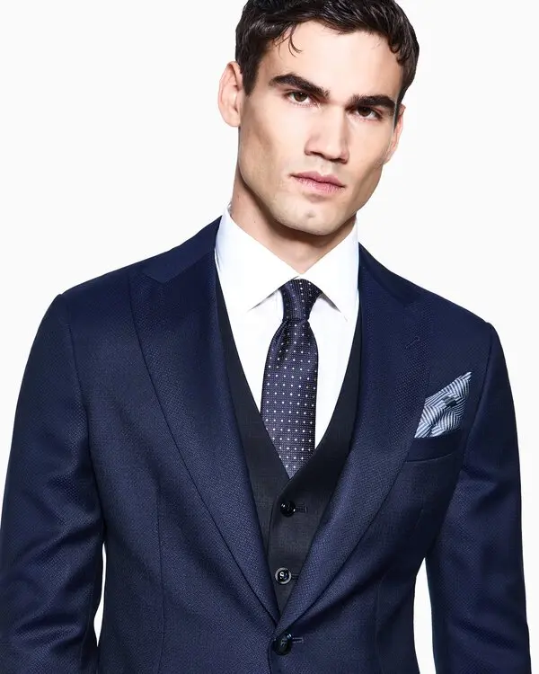 Giorgio Armani Pure Silk Polka-dot Jacquard Neck Tie - Blue