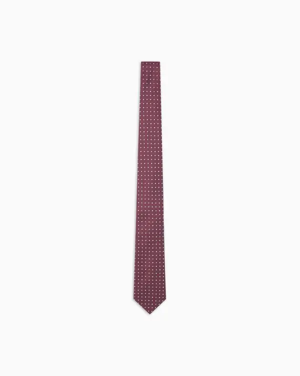 Giorgio Armani Pure Silk Polka-dot Jacquard Neck Tie - Burgundy