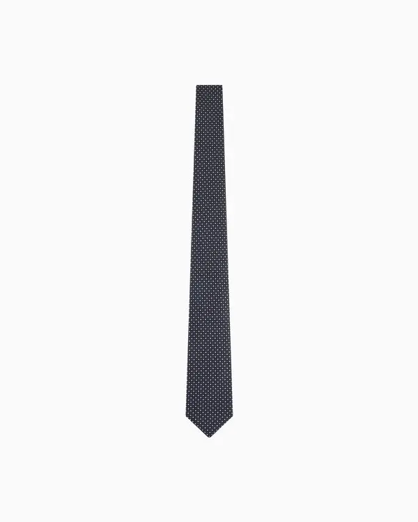 Giorgio Armani Pure Silk Polka-dot Jacquard Neck Tie - Grey